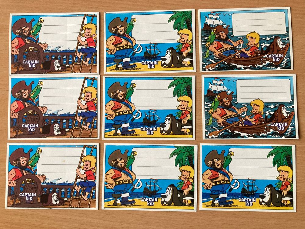 9 Stück Captain Kid Bilder (Selbstkleber für Schulhefte) (Neu (gemäss ...