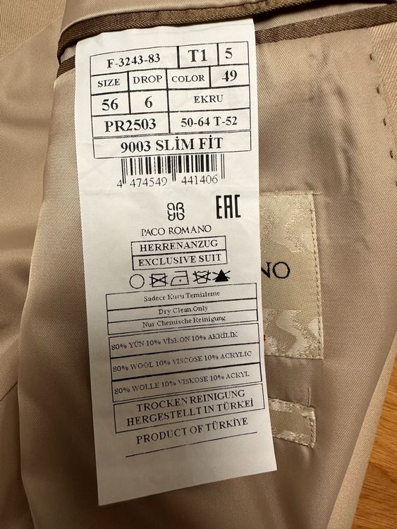 Einmalig Sonntagspreis Anzug-Italia-Nr.54-56 (Neu (gemäss Beschreibung ...