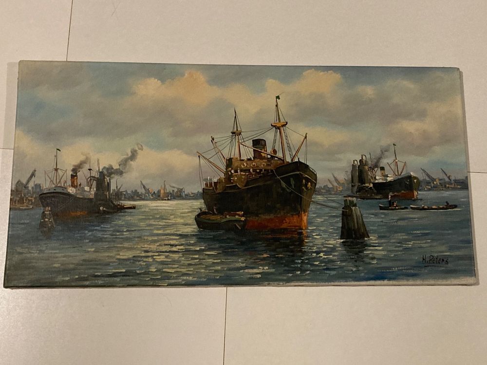 H. Peters Landschaftsgemälde mit Meer, Schiffe, Hafen Nr. 11 (Gebraucht) in Hirzel für CHF 110 ...
