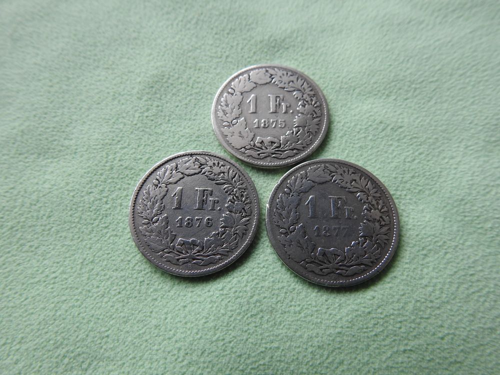 1 Franken 1875,1876,1877 (Gebraucht) in Greifensee für CHF 11 – mit Lieferung auf Ricardo kaufen