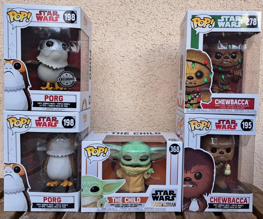 5 figurines Funko POP Star Wars Chewbacca Porg Grogu (Neu und originalverpackt) in Lausanne für ...