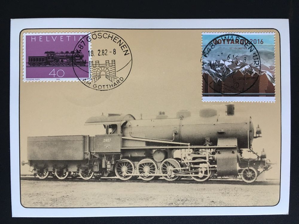 100 Jh Gotthard Bahn Dampflok C 4/5 + Basistunnel 2 Stempel (Gebraucht ...