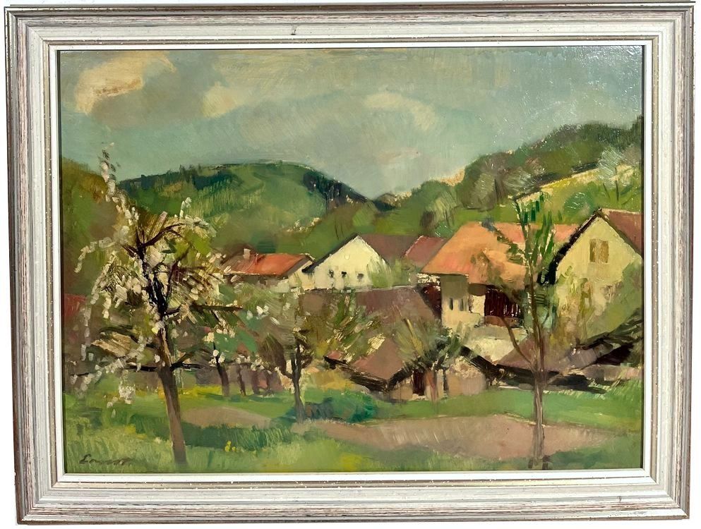🌟Dorfansicht Densbüren Fricktal Gemälde Otto Ernst 1960er🌟 (Gebraucht ...