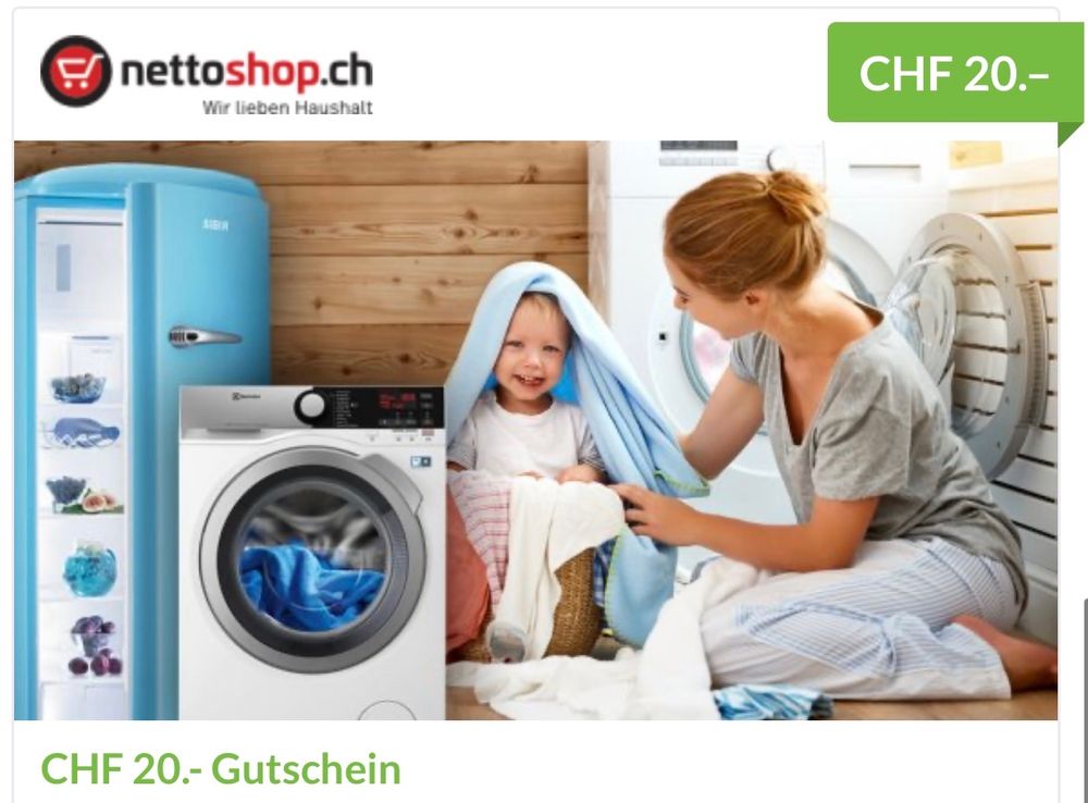 Nettoshop 20 CHF Rabatt Gutschein (Neu und originalverpackt) in Zürich für CHF 2 – mit Lieferung ...