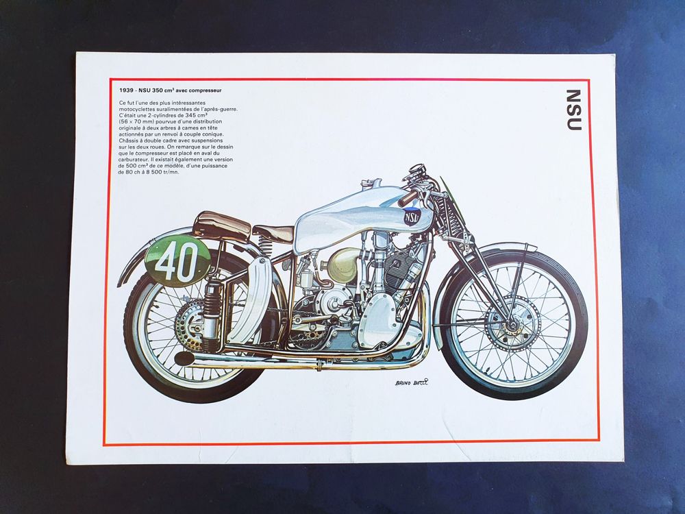 Mini poster format A4, Moto NSU 350 compresseur, 1939 | Kaufen auf Ricardo