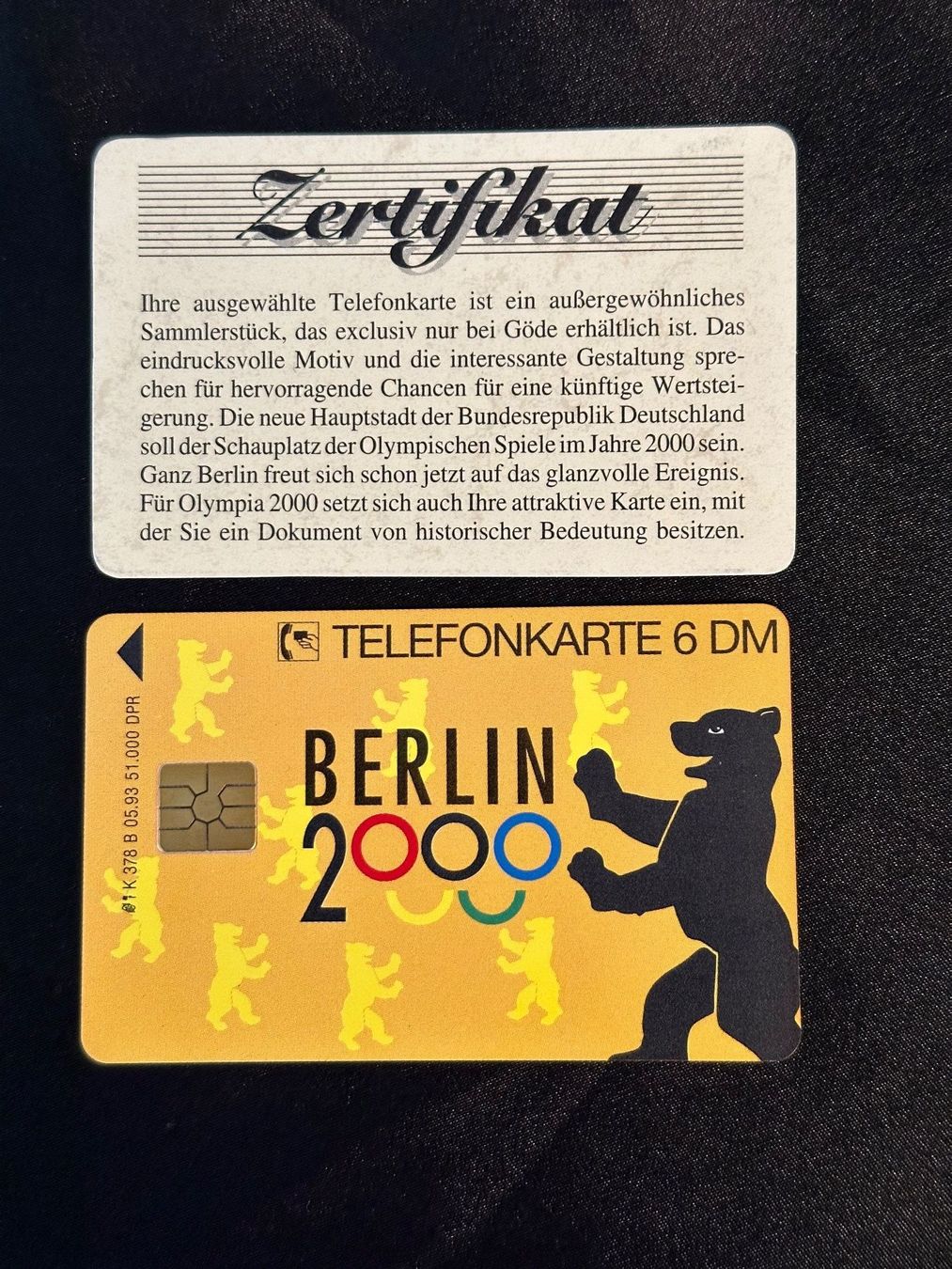 Sammler Telefonkarte Berlin 2000 , 6 DM mit Zertifikat (Neu und originalverpackt) in Adlikon b ...