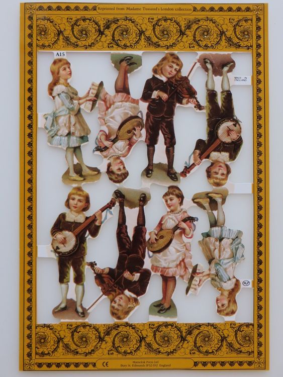 KINDER MIT MUSIKINSTRUMENT GLANZBILDER POESIE-ALBUM OBLATEN (Neu (gemäss Beschreibung)) in ...