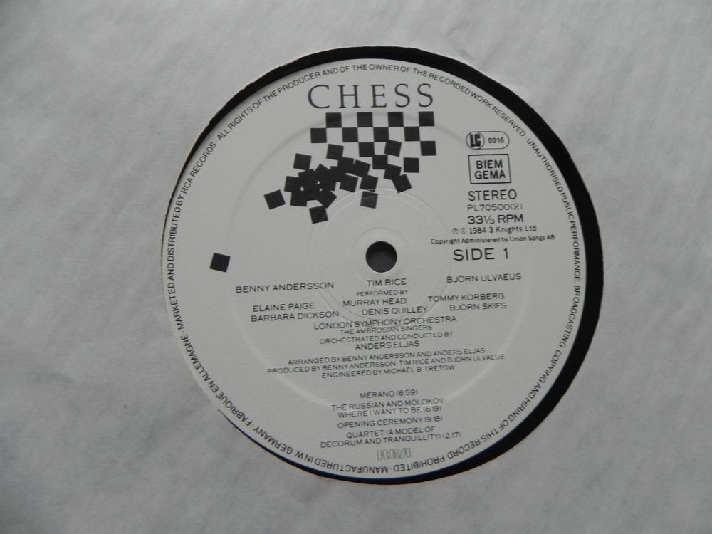 Doppel LP Musical Chess 1984 Schach von Benny & Björn - ABBA (Gebraucht ...