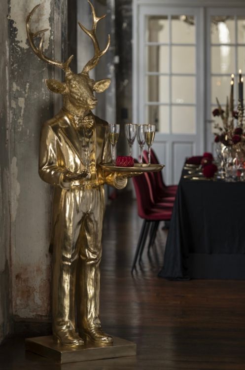 Goldener Hirsch Butler Figur Weihnachten Deko Statue! EXTRA (Neu und ...