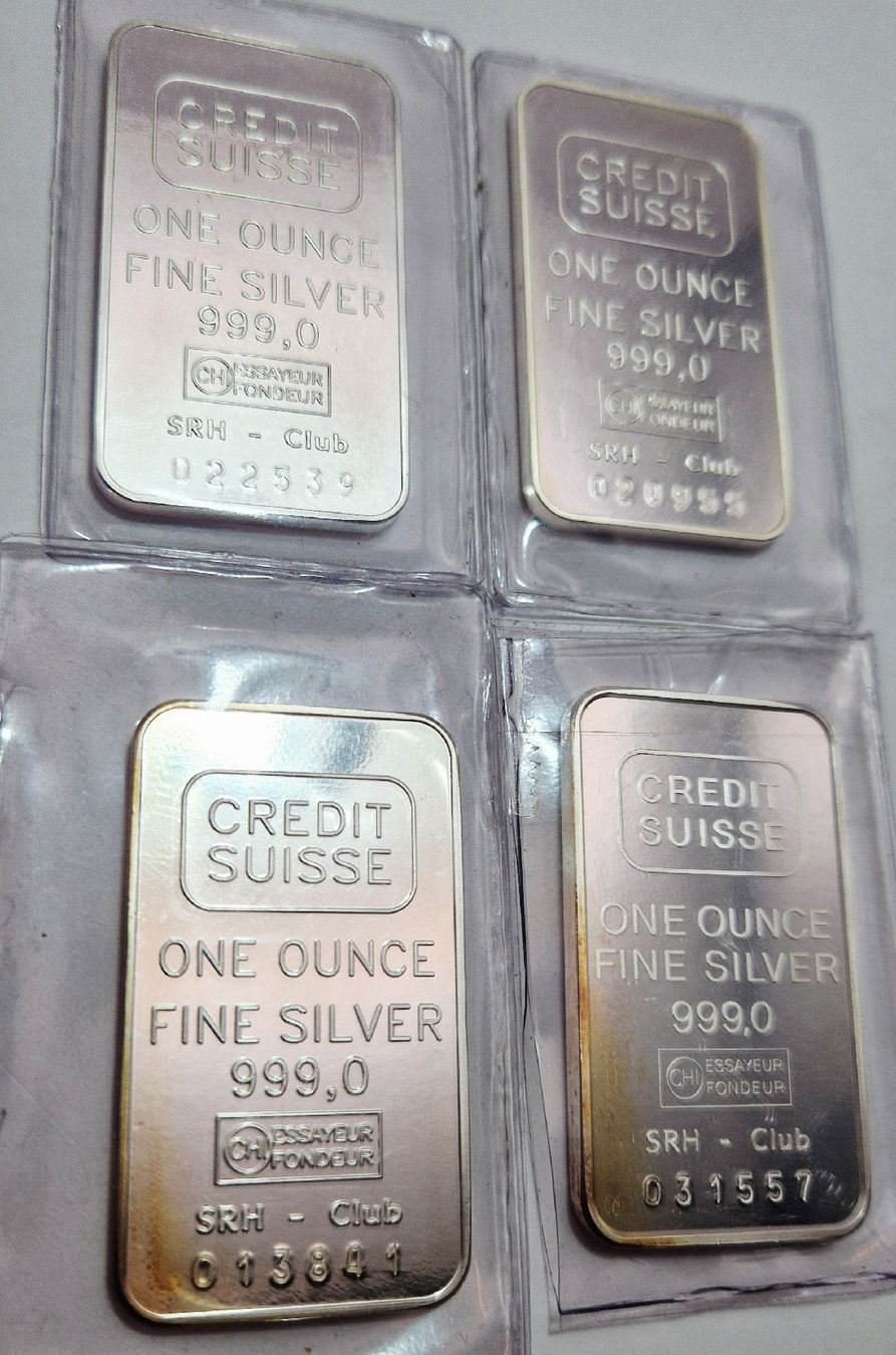 10 x 1 oz fine silver Credit Suisse lingot (Neu und originalverpackt ...