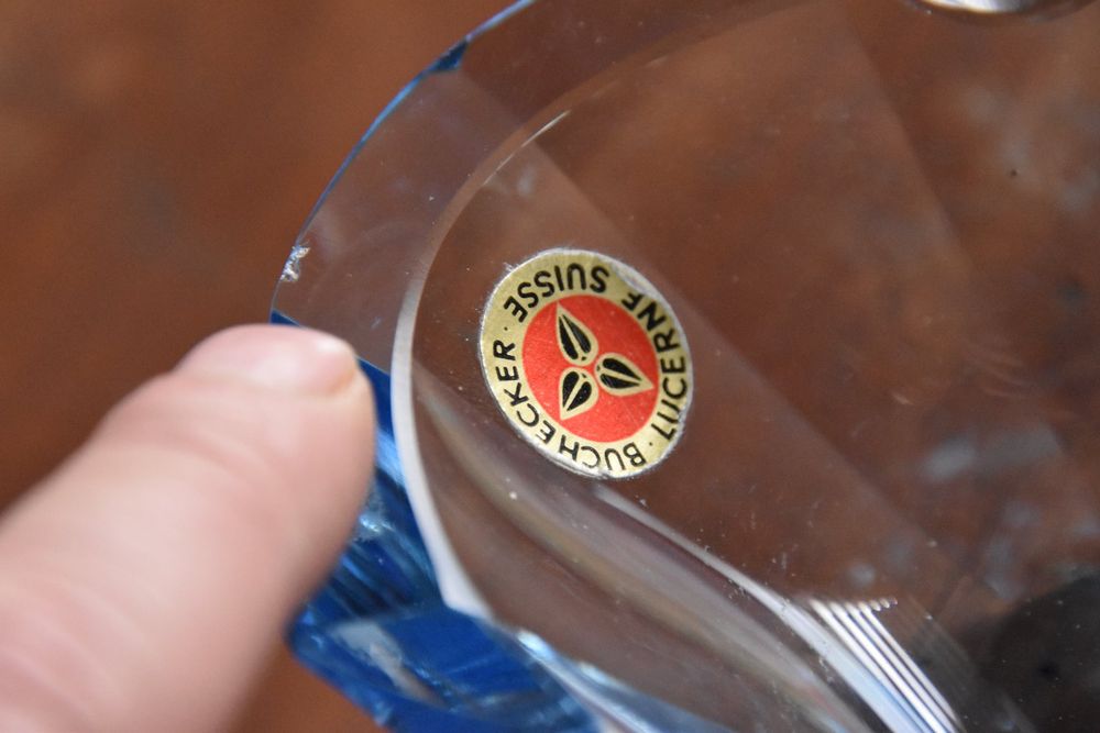 Buchecker Lucern Luzern Swiss Aschenbecher Glas LICHT BLAU (Gebraucht ...