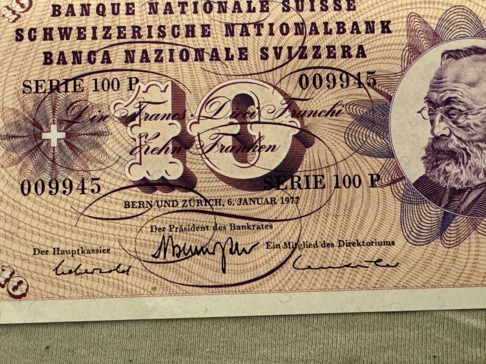 Alte Banknoten 10Fr. 1977 Nr 10 | Kaufen auf Ricardo