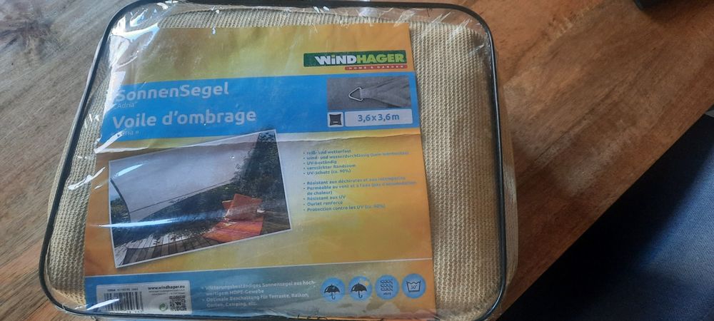 Voile d'ombrage Windhager Adria carré roseau 3,6 x 3,6 (Neu und originalverpackt) in Russy für ...