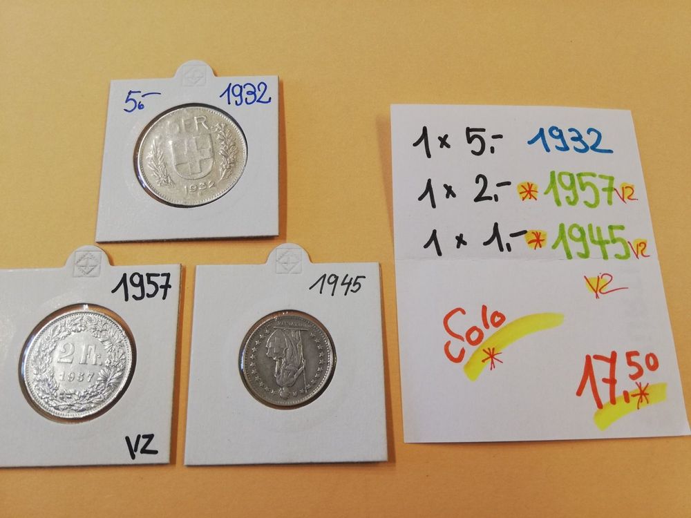 Schweizer Silbermünzen 5Fr/2Fr/1Fr | Kaufen auf Ricardo