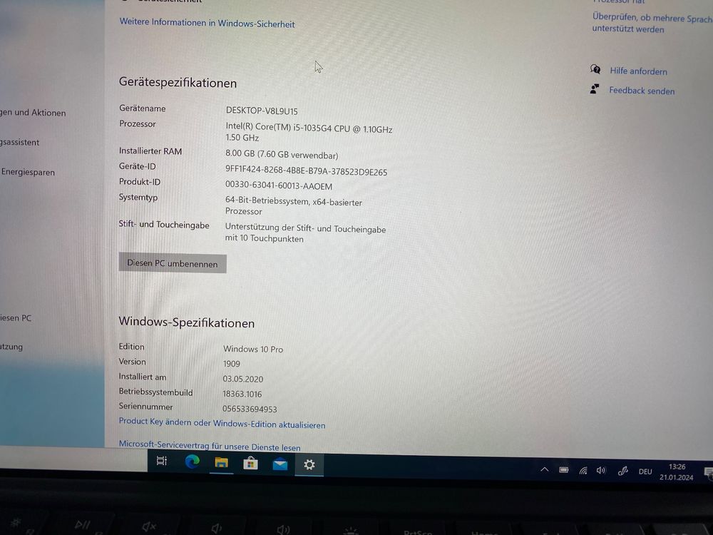 Microsoft 1866 Surface Pro7 256 GB, 8 GB RAM Intel Core i5 (Gebraucht) in Chur für CHF 325 – mit ...