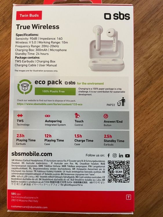 Kopfhörer SBS TWIN BUDS (In-Ear, Bluetooth 5.0, Weiss) | Kaufen auf Ricardo