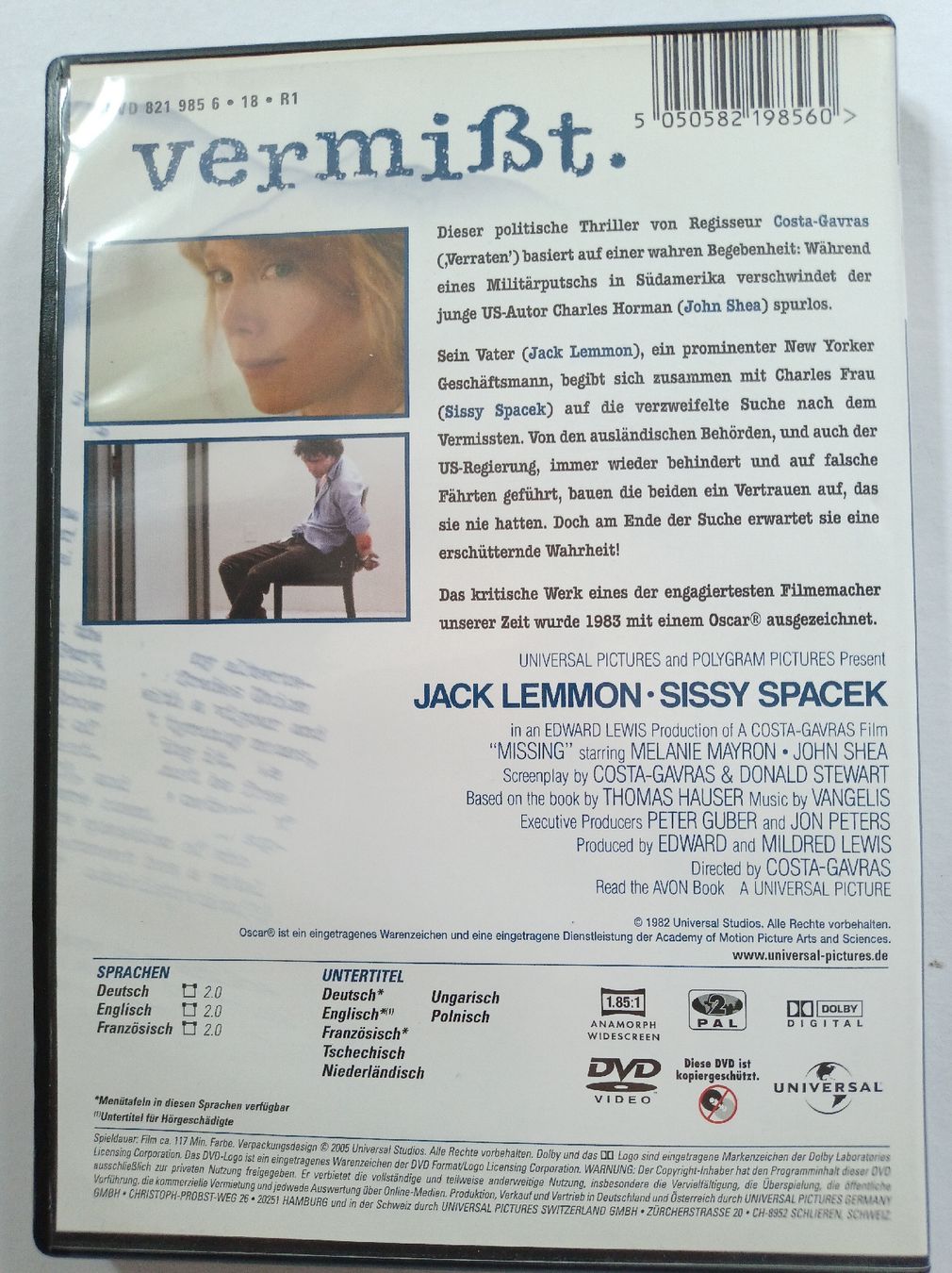 DVD: Vermisst. - Jack Lemmon, Sissy Spacek - Drama (Gebraucht) in Tann für CHF 7.5 – mit ...