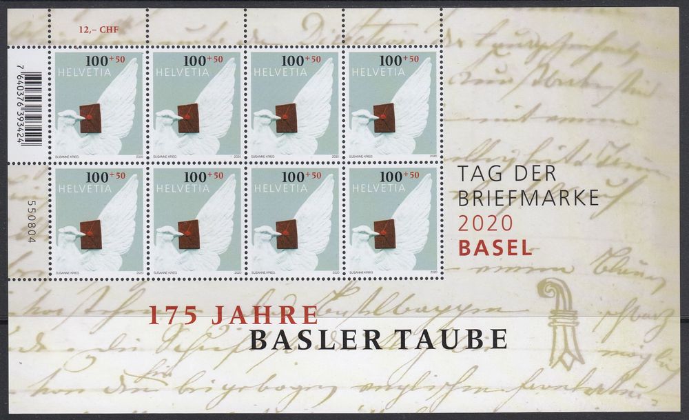 175 Jahre Basler Taube Tag der Briefmarke Basel Kleinbogen** (Neu ...