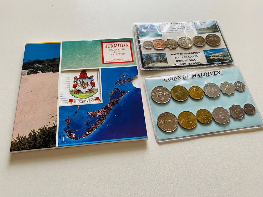 3 x Folder Bermuda + Malediven Münzen Set mit alten Stücken (Neu und ...
