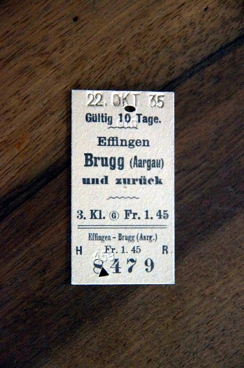 3.Kl. Billet Effingen - Brugg (Aargau) - 1935 | Kaufen auf Ricardo