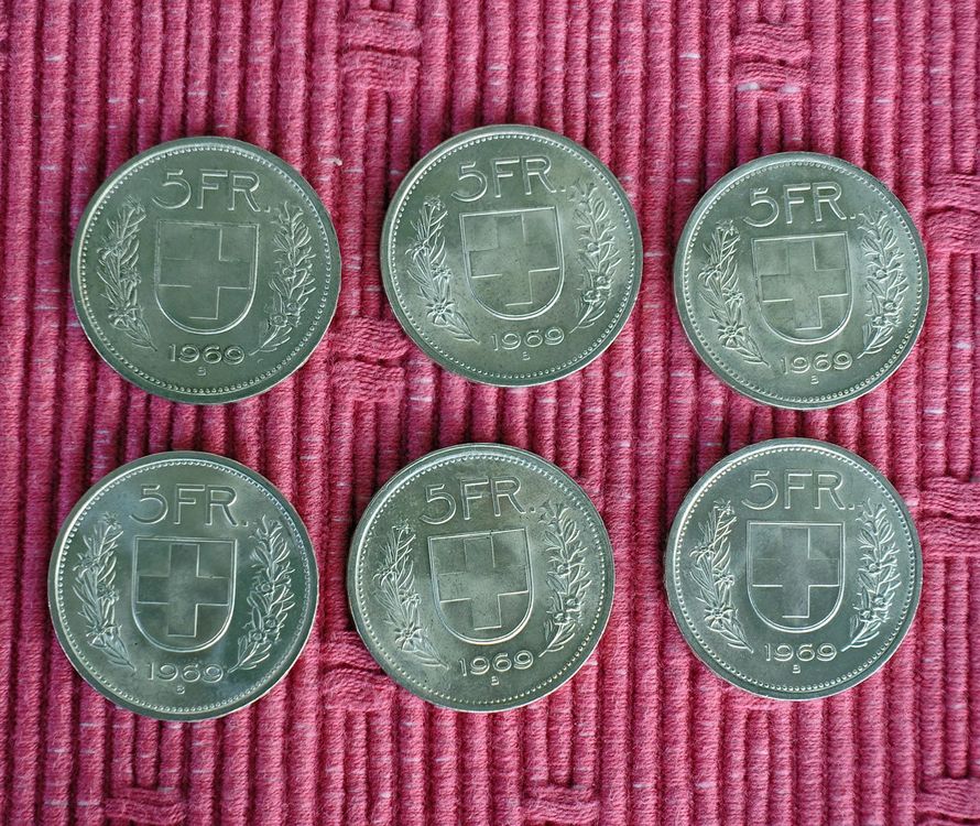 6 Stk. 5 Franken alle 1969 (Gebraucht) in Nidau für CHF 45 – mit Lieferung auf Ricardo kaufen