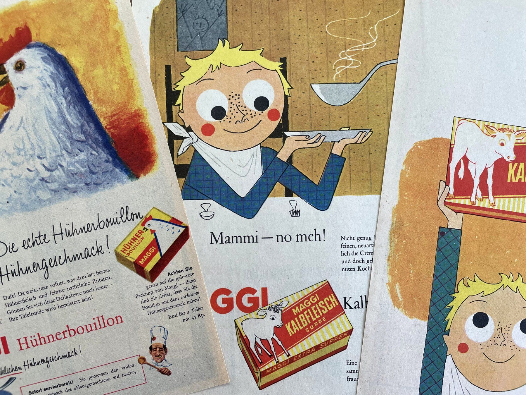 Maggi - 3 alte Werbungen / Anciennes publicités 1954/56 (Gebraucht) in ...
