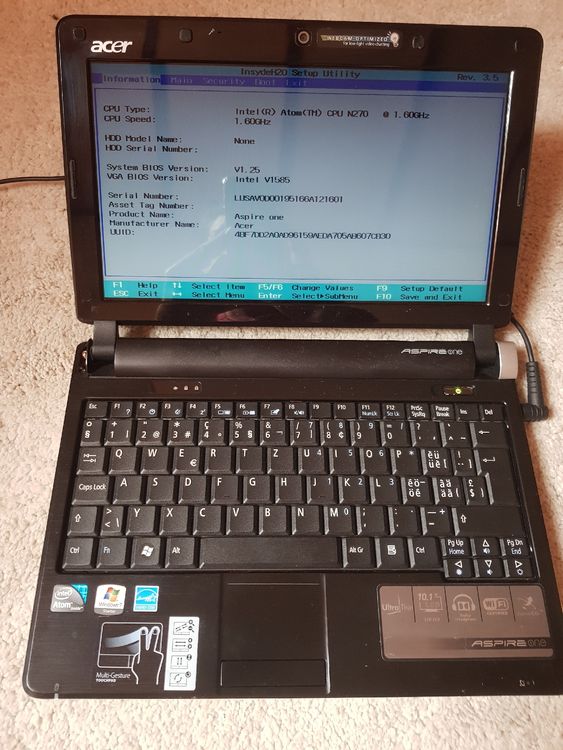 Acer Aspire One Netbook, Windows, Atom, 1GB RAM (Gebraucht) in ...