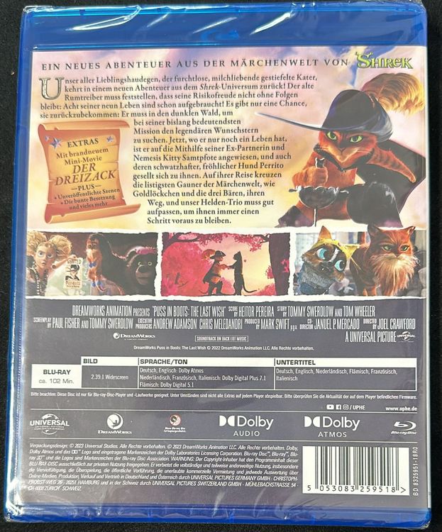 DER GESTIEFELTE KATER DER LETZTE WUNSCH BLU-RAY (Neu und ...