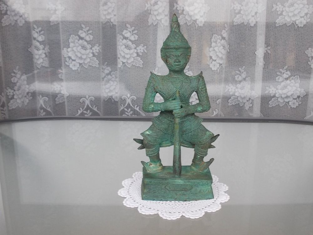 34 cm Thailändische Bronze Skulptur *Krieger* Tempel Wächter (Gebraucht ...