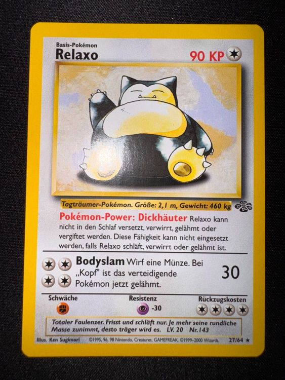 Pokemon Relaxo Rare 27/64 - Dschungel - DE (Gebraucht) in Erstfeld für ...