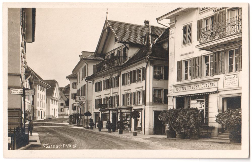 KÜSSNACHT: Gasthaus Tell mit Metzgerei, Café Kessler ~1930 (Gebraucht ...