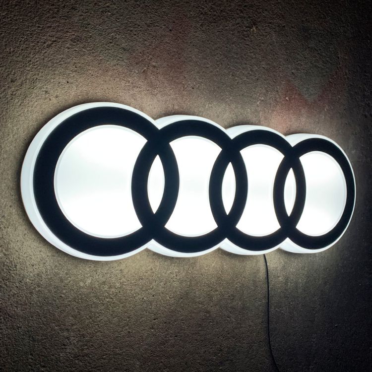 AUDI SCHWARZE RINGE LED Leuchtreklame Vintage Style (Neu und ...