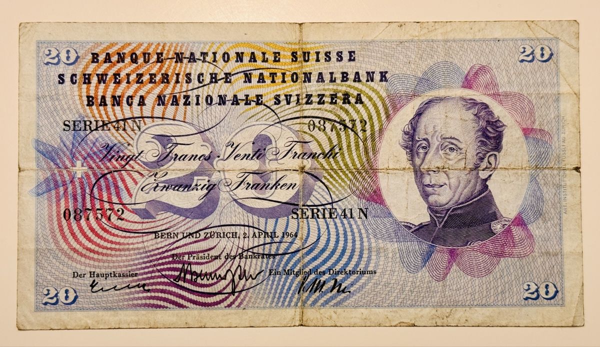 20 Franken Note, Serie 41N, Jahrgang 1964 in Schön (Gebraucht) in ...