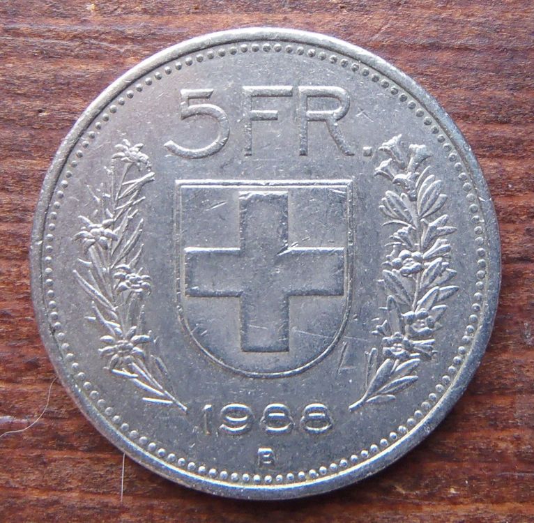 5Fr mit vertiefter Randschrift 1988 (Gebraucht) in Vilters für CHF 5.5 – mit Lieferung auf ...
