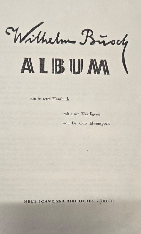 📖 Album von Wilhelm Busch – Seltene Ausgabe Zürich National (Gebraucht ...