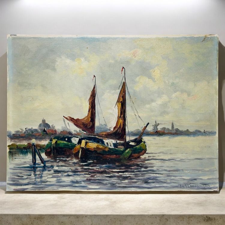 Clement Van Vlaardingen - paysage marin à l'huile sur toile (Gebraucht ...