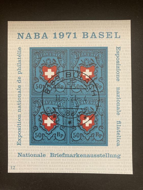 Schweiz 1971 Block NABA Basel nr.12 1.Tag-Ortsstempel Bülach (Gebraucht) in Liestal für CHF 2 ...