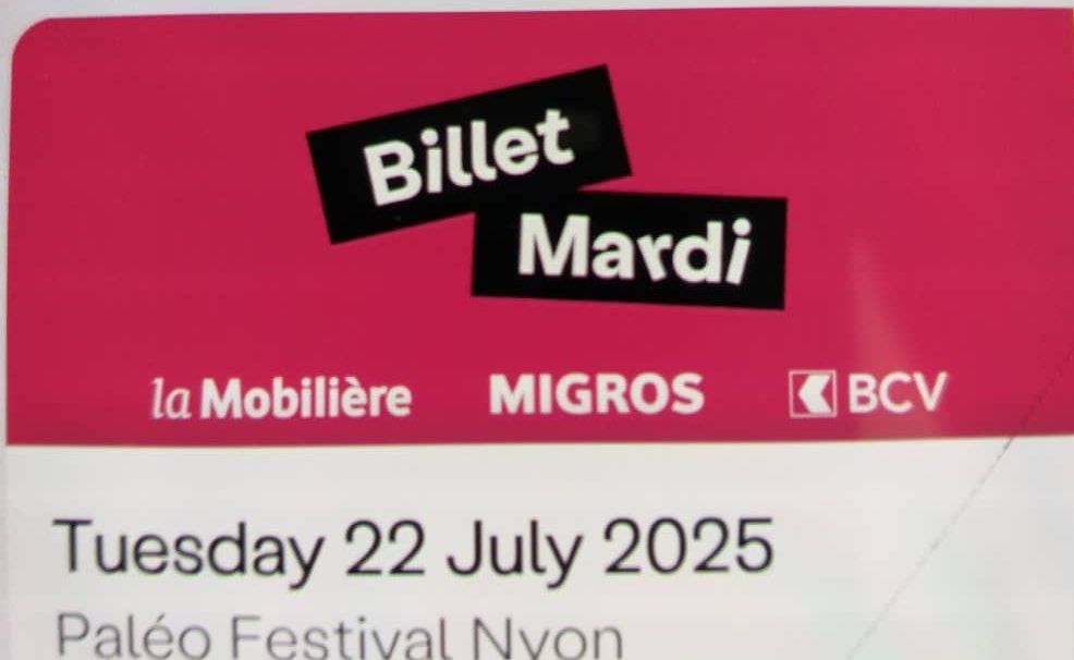 Billet Paleo Nyon Mardi 22 Juillet 2025 (Neuf avec emballage d'origine ...