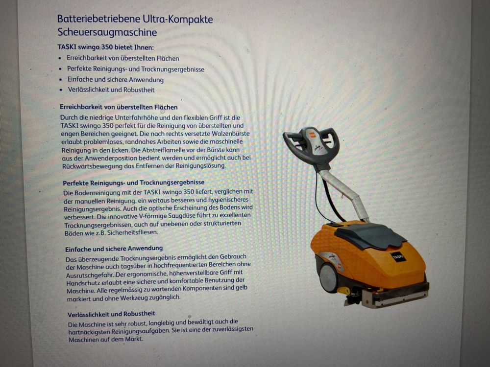 TASKI 350 B Scheuersaugmaschine ab 1 Fr./ GUTER ZUSTAND! (Gebraucht) in ...
