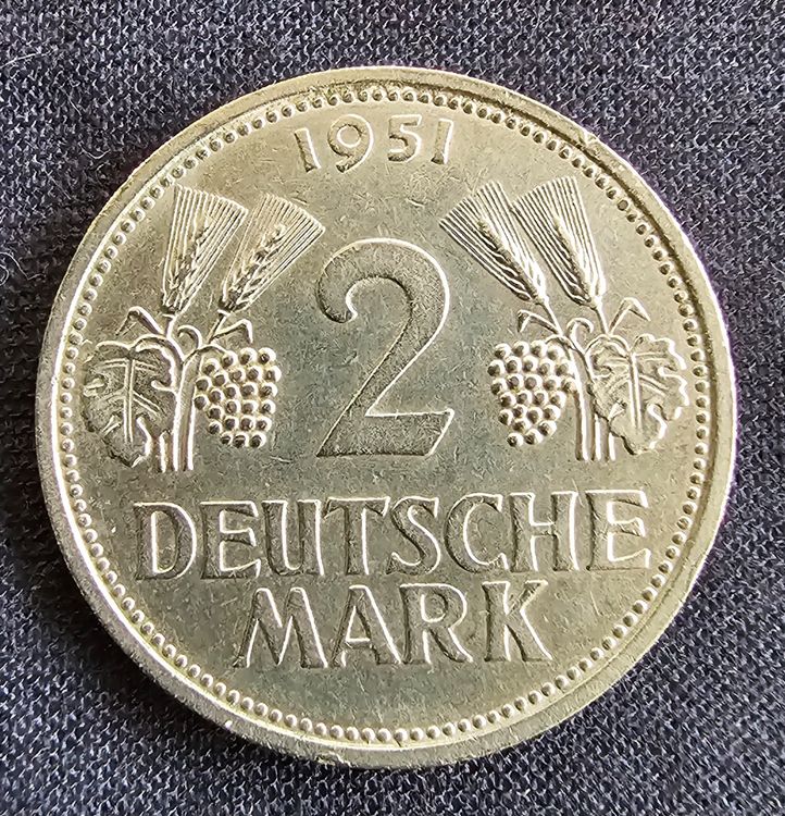 2 deutsche Mark 1951 MZ F (Gebraucht) in Balsthal für CHF 53 – nur ...