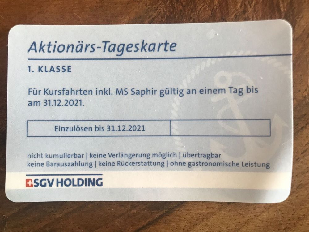 Tageskarte 1 Klasse SGV Schifffahrt | Kaufen auf Ricardo
