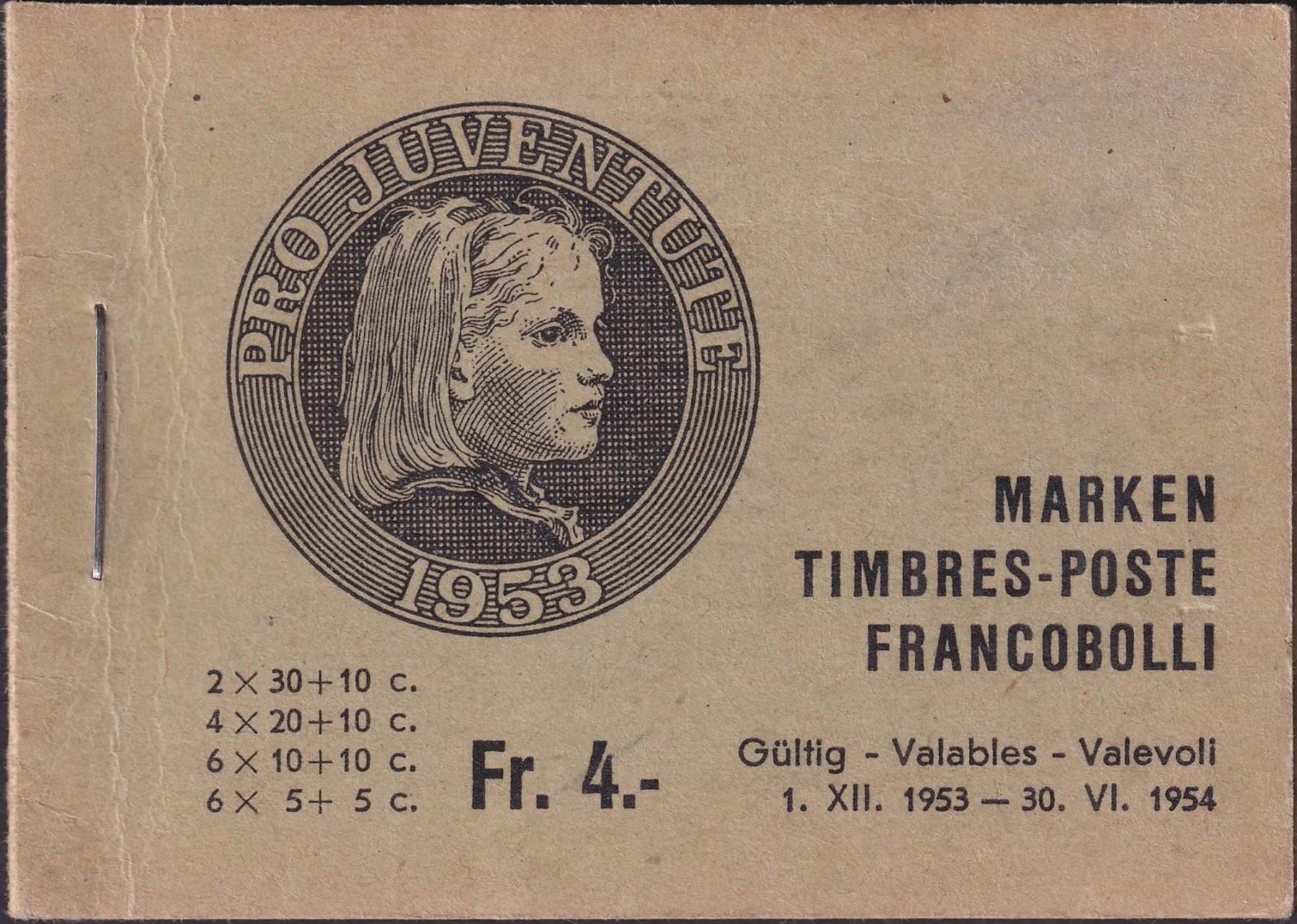 1953, Markenheftli PJ (französisch) Nr.2a, Kat: 250.-+ (Gebraucht) in Sursee für CHF 31 – mit ...