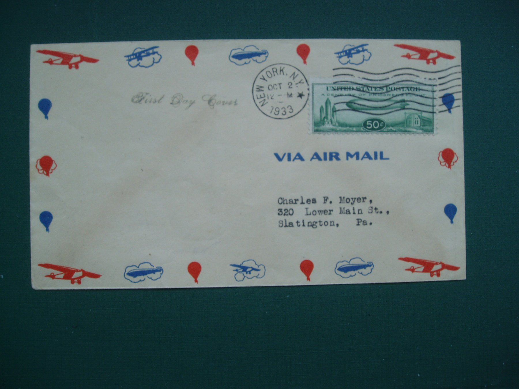 USA 2.10.33 Luftpostbrief mit 50 CT von New York (Gebraucht) in ...