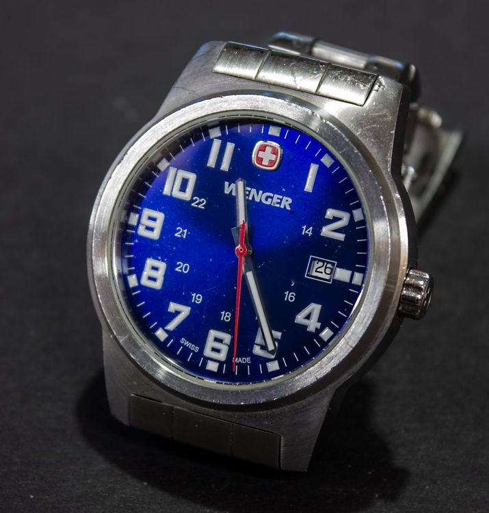 Wenger 7280X Männer Quarz Uhr mit Blauem Zifferblatt (Defekt) in ...
