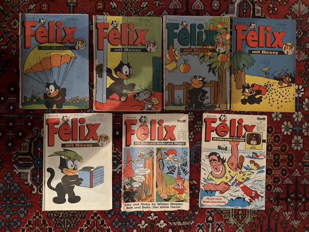 7 Felix Comics mit Bessy, 60er/70er Jahre mit Poster Kult (Usato) a ...