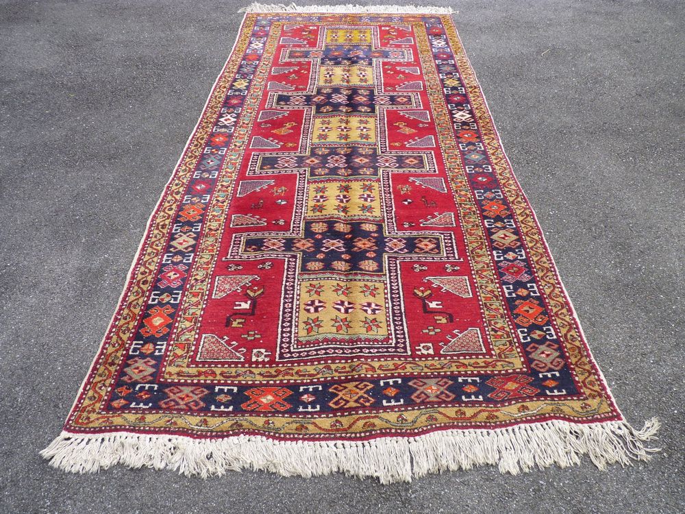 Orientteppich Breit und Lang. Rot- Gelblange Fransen 145x313 (Gebraucht ...