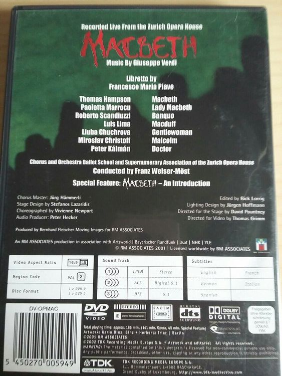 Zürich Opera House - Giuseppe Verdi's Macbeth (2-DVD's) (Gebraucht) in ...