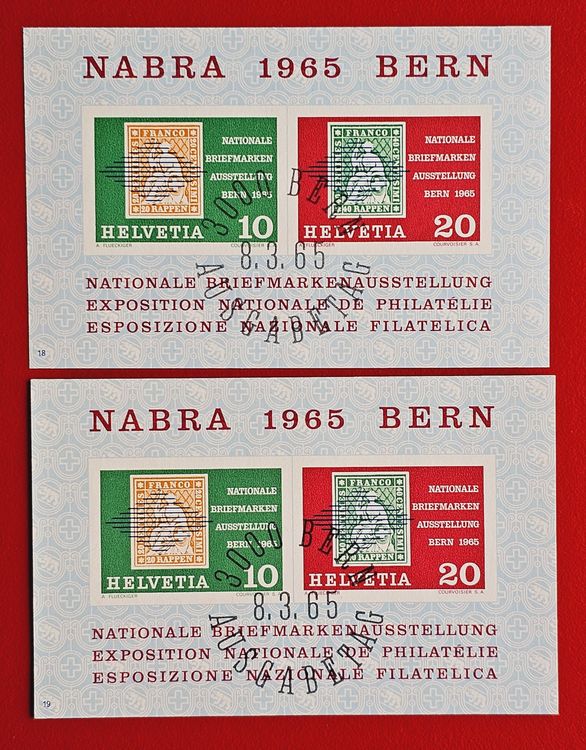 NABRA BERN 2 X BLOCK 20 Z 43 1965 ET VOLLGUMMI (Neu (gemäss ...