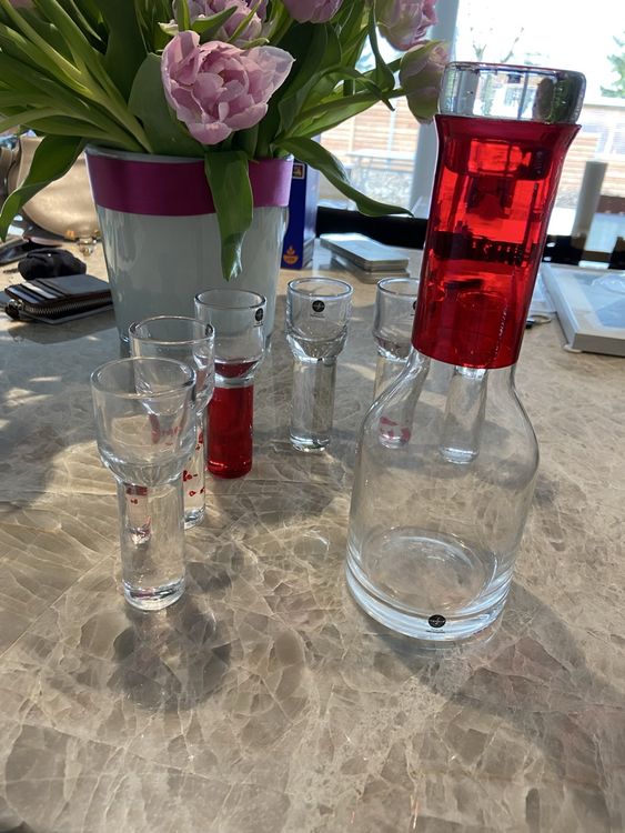 Set of 6 Shot glasses and Carafe by Matz Borgstrom (Neu (gemäss ...