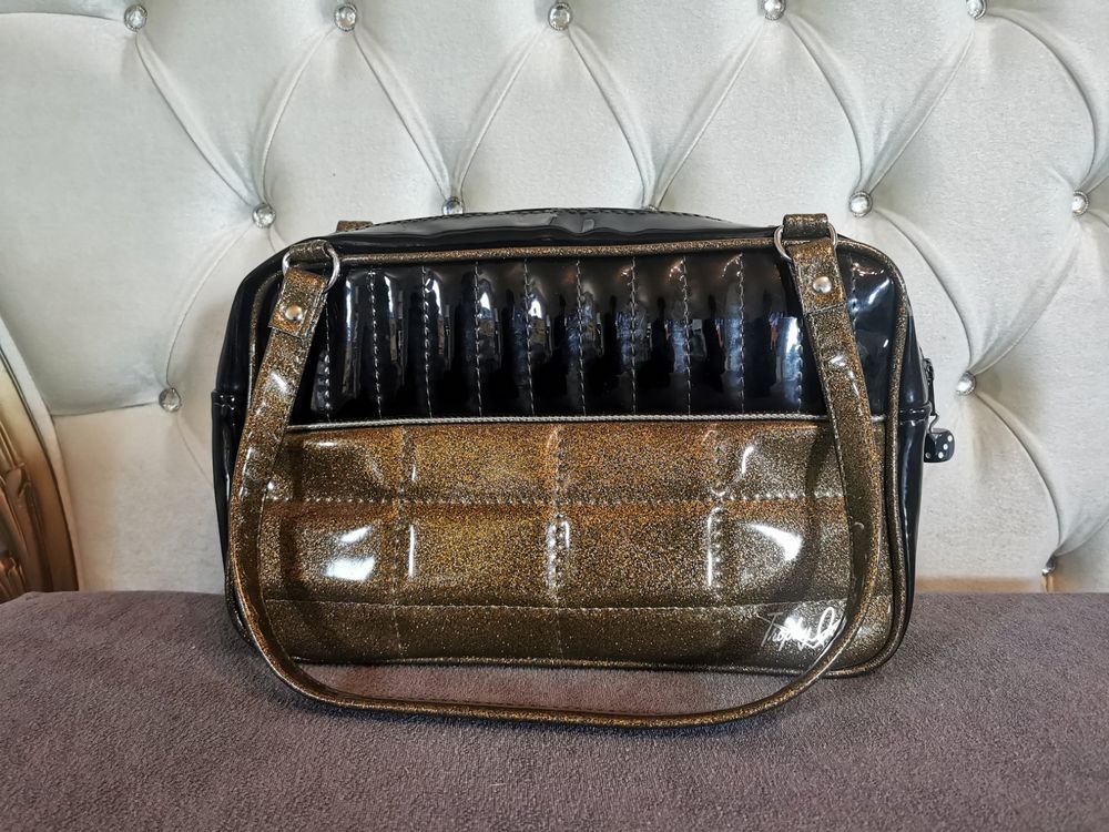 Original Trophy Queen Handtasche schwarz / gold Glitzer (Gebraucht) in ...